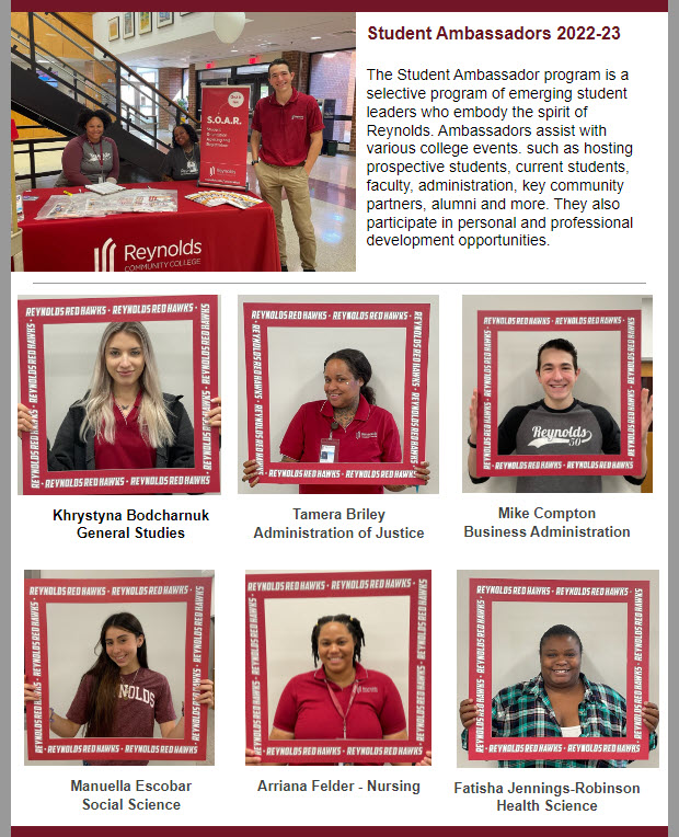 Student Ambassadors 2022-23 | Reynolds Community College
